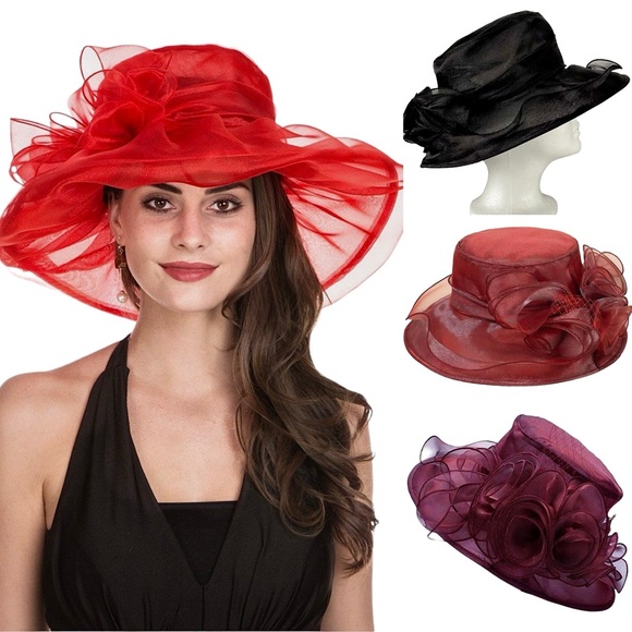 Accessories | Kentucky Derby Wide Brim Sheer Bucket Hat W Ruffles ...